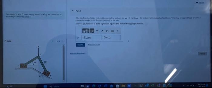 Solved Two blocks A and B, each having a mass of 4 kg, are | Chegg.com
