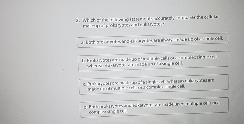 Solved Which of the following statements accurately compares | Chegg.com