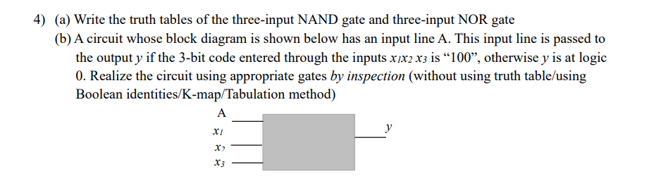 Solved (a) ﻿Write the truth tables of the three-input NAND | Chegg.com