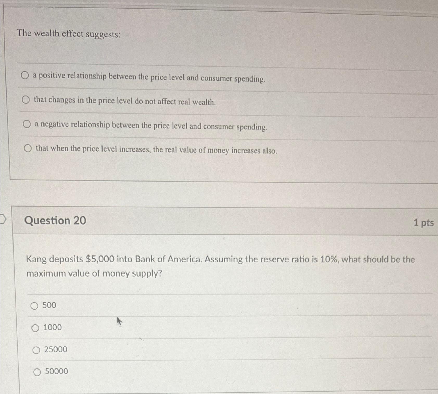 Solved The wealth effect suggests:a positive relationship | Chegg.com
