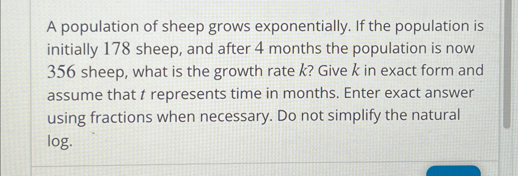 Solved A population of sheep grows exponentially. If the | Chegg.com