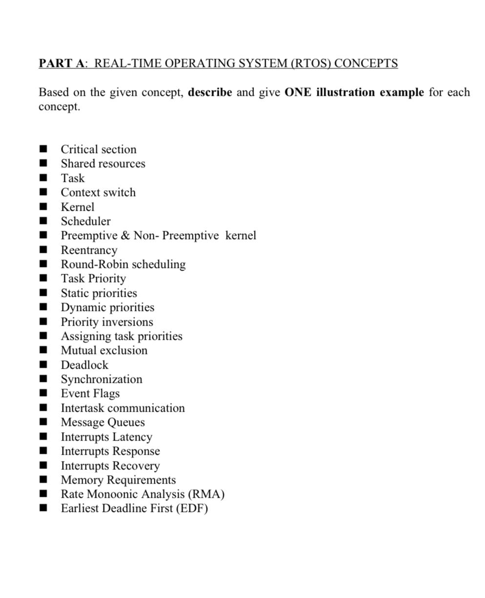 Solved PART A: REAL-TIME OPERATING SYSTEM (RTOS) | Chegg.com Solved PART A: REAL-TIME OPERATING SYSTEM (RTOS) | Chegg.com