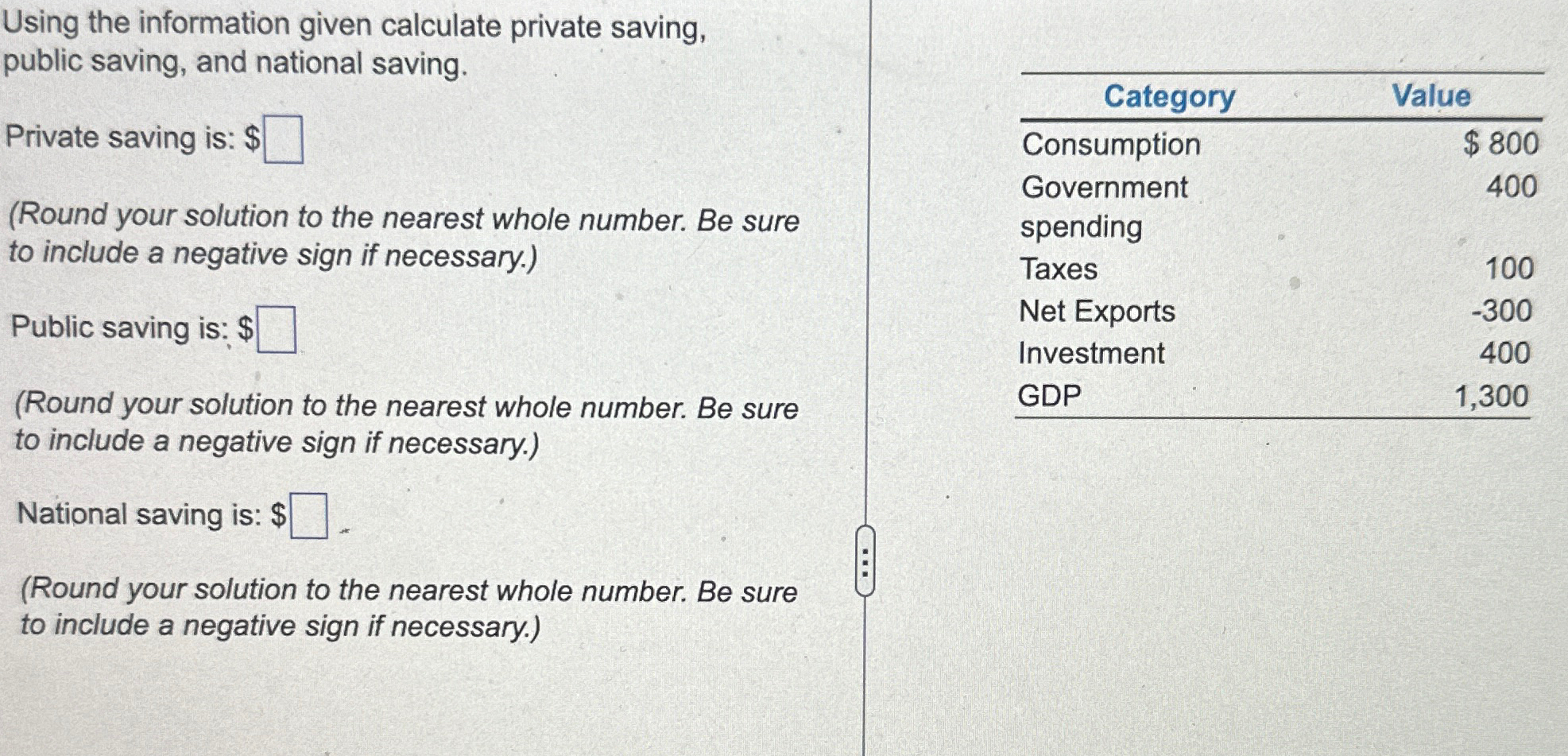 Solved Using the information given calculate private saving, | Chegg.com