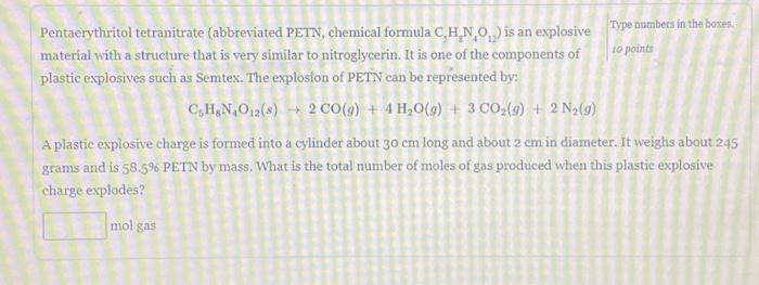 Solved Pentaerythritol tetranitrate (abbreviated PETN, | Chegg.com
