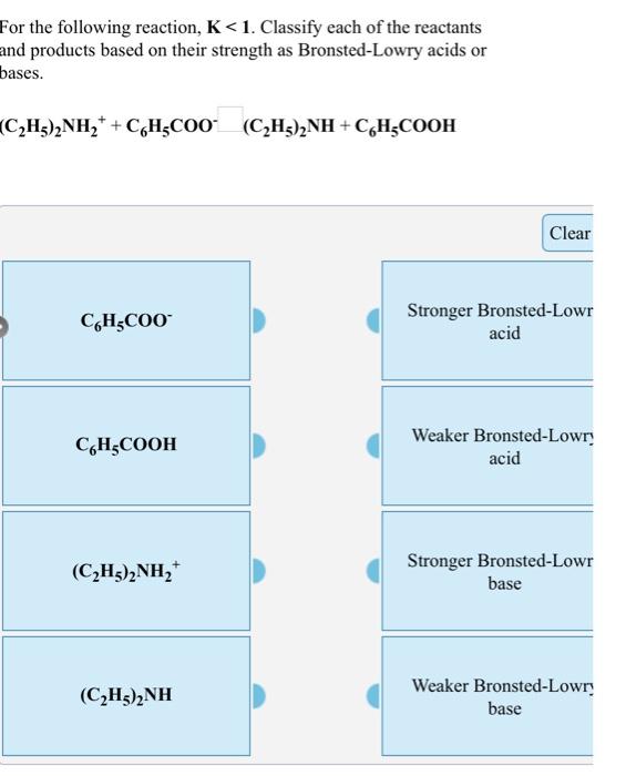 Solved For the following reaction, K