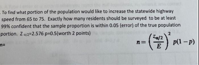 Solved To find what portion of the population would like to | Chegg.com