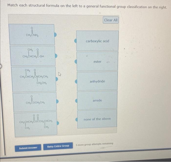 Solved Match each structural formula on the left to a | Chegg.com