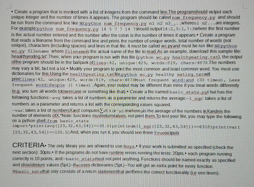 Create a program that is invoked with a list of | Chegg.com