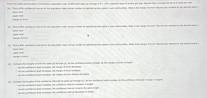 Solved lower lime: upper limit matgin of error lower limit | Chegg.com