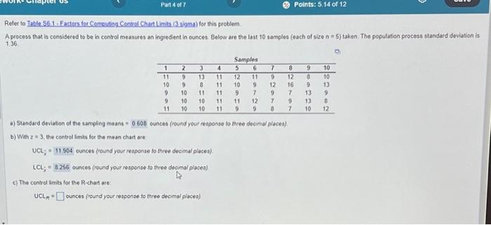 Solved Part 4 of 7 Refer to Table S6.1-Factors for Computing | Chegg.com
