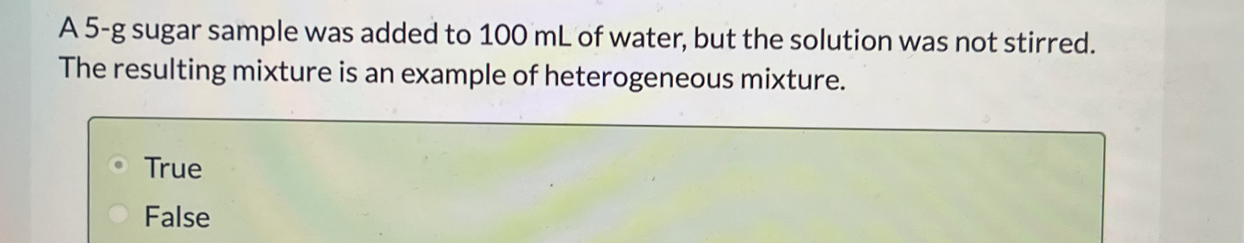 Solved A 5-g sugar sample was added to 100 ﻿mL of water, but | Chegg.com