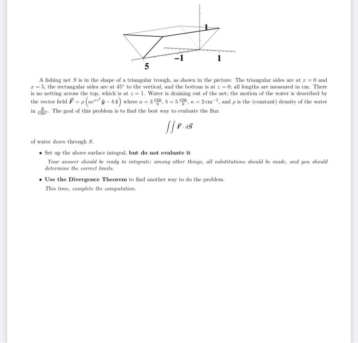 Solved 1 5 A fishing net S is in the shape of a triangular | Chegg.com
