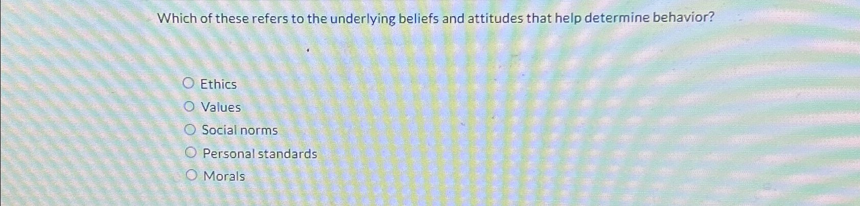 Solved Which of these refers to the underlying beliefs and | Chegg.com