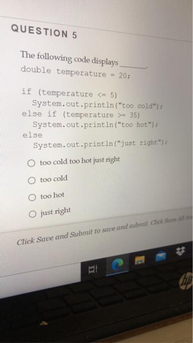 Solved QUESTION 5 The following code displays double | Chegg.com