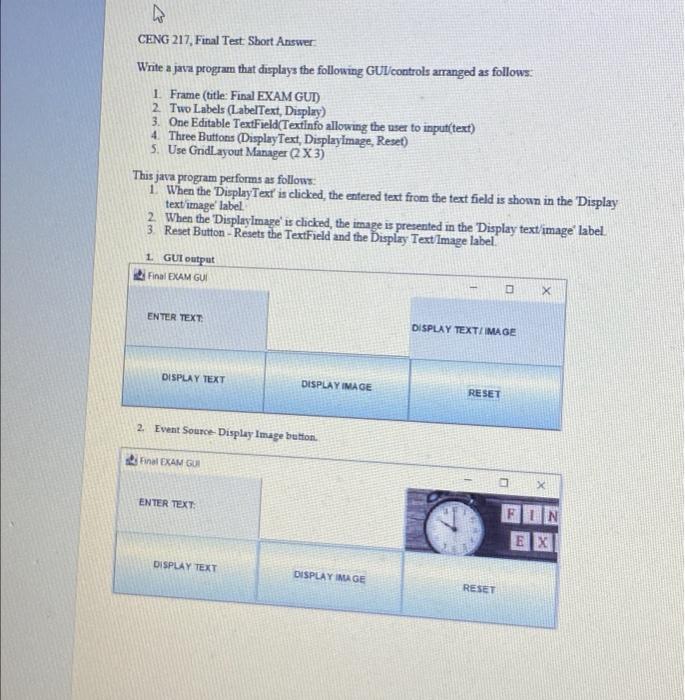 Solved CENG 217, Final Test Short Answer: Write a java | Chegg.com