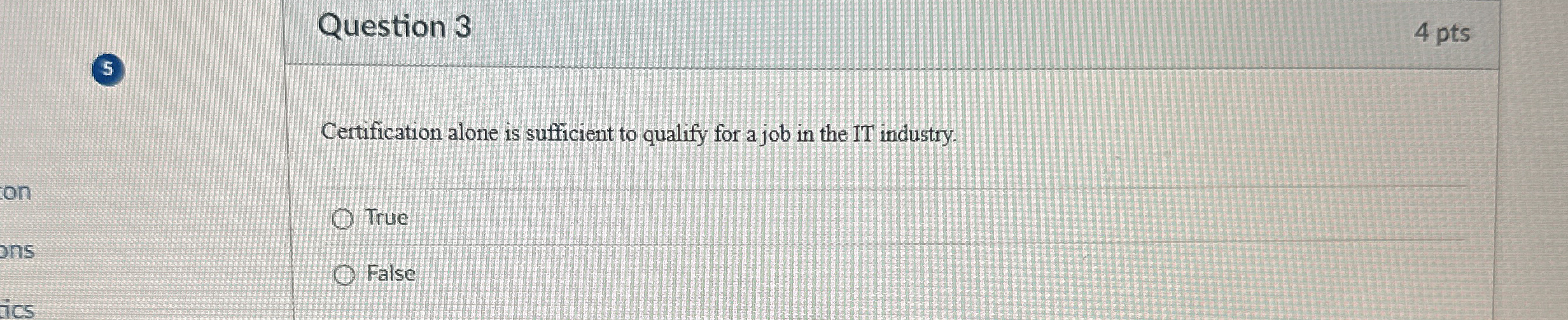 Solved Question 34 ﻿pts5Certification alone is sufficient to | Chegg.com