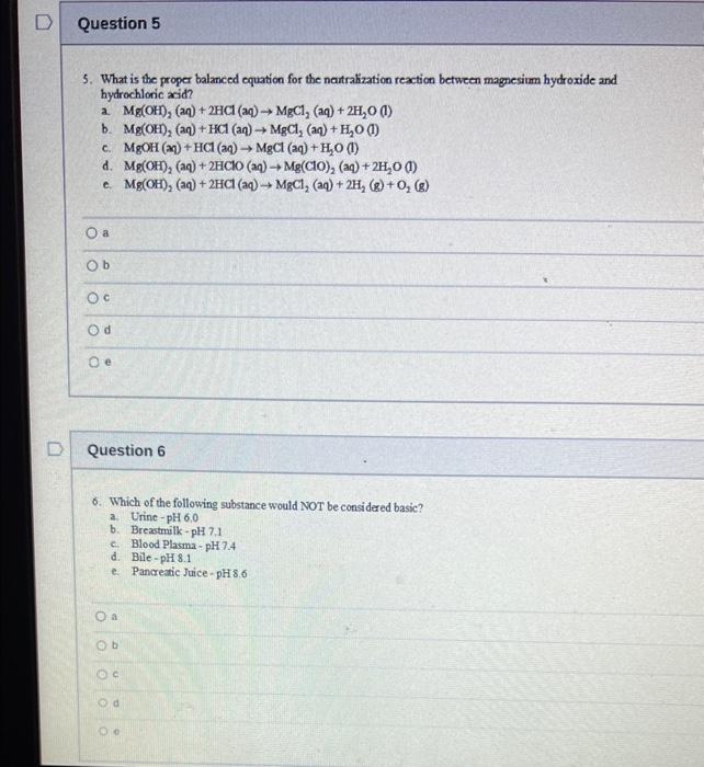 Solved 5. What is the proper balanced equation for the | Chegg.com