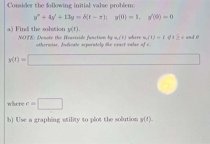 Solved Consider the following initial value problem: | Chegg.com
