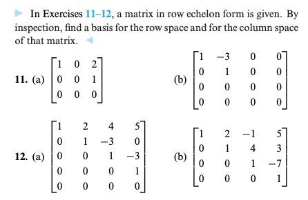 Solved In Exercises 9−10, find bases for the null space and | Chegg.com