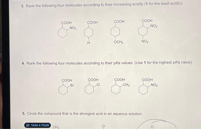 Solved 3. Rank the following four molecules according to | Chegg.com