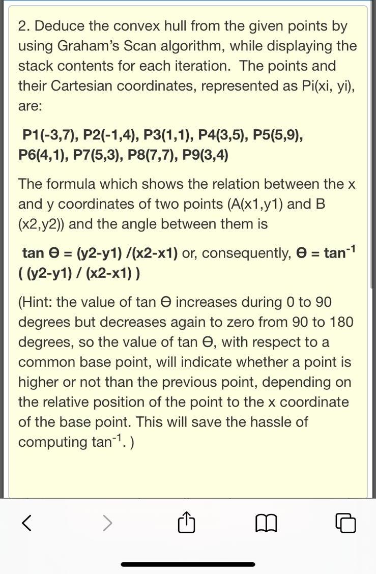 Solved 2. Deduce the convex hull from the given points by | Chegg.com