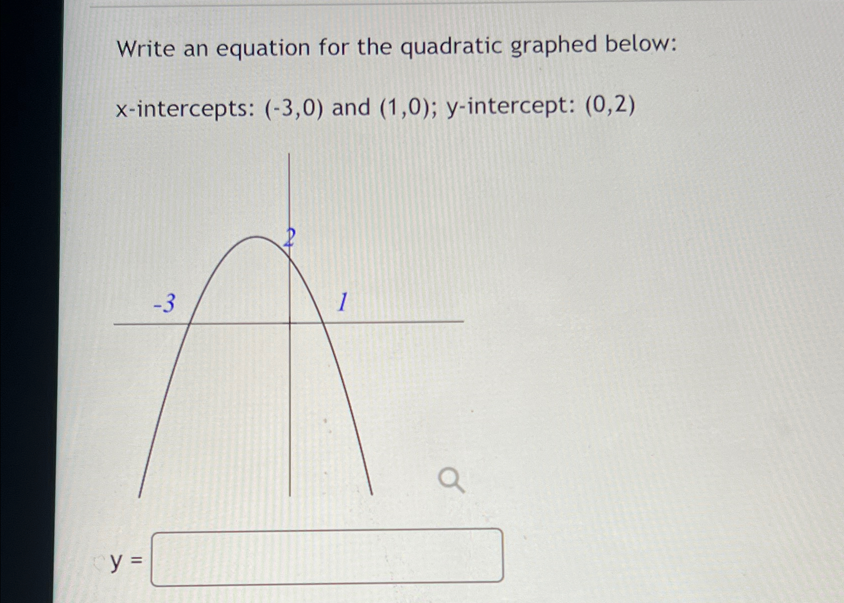 Solved Write an equation for the quadratic graphed | Chegg.com