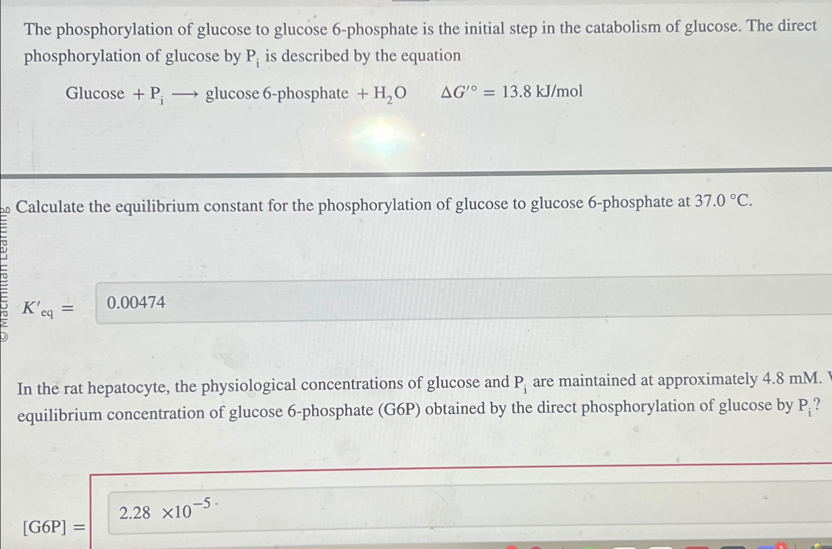 Solved The phosphorylation of glucose to glucose 6-phosphate | Chegg.com