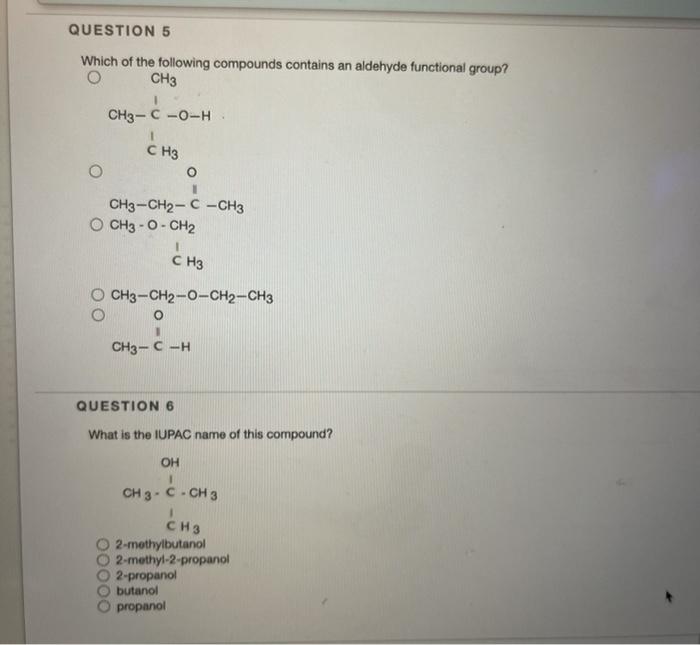 Solved QUESTION 5 Which of the following compounds contains | Chegg.com
