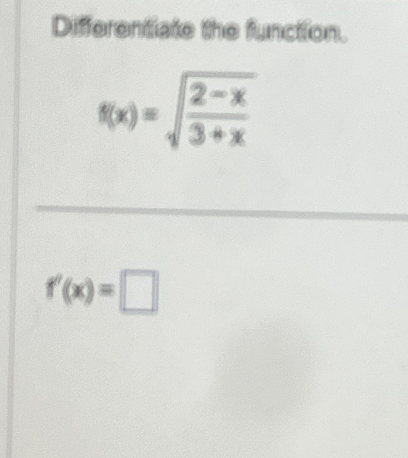Solved Diferentiate the function.f(x)=2-x3+x2f'(x)= | Chegg.com