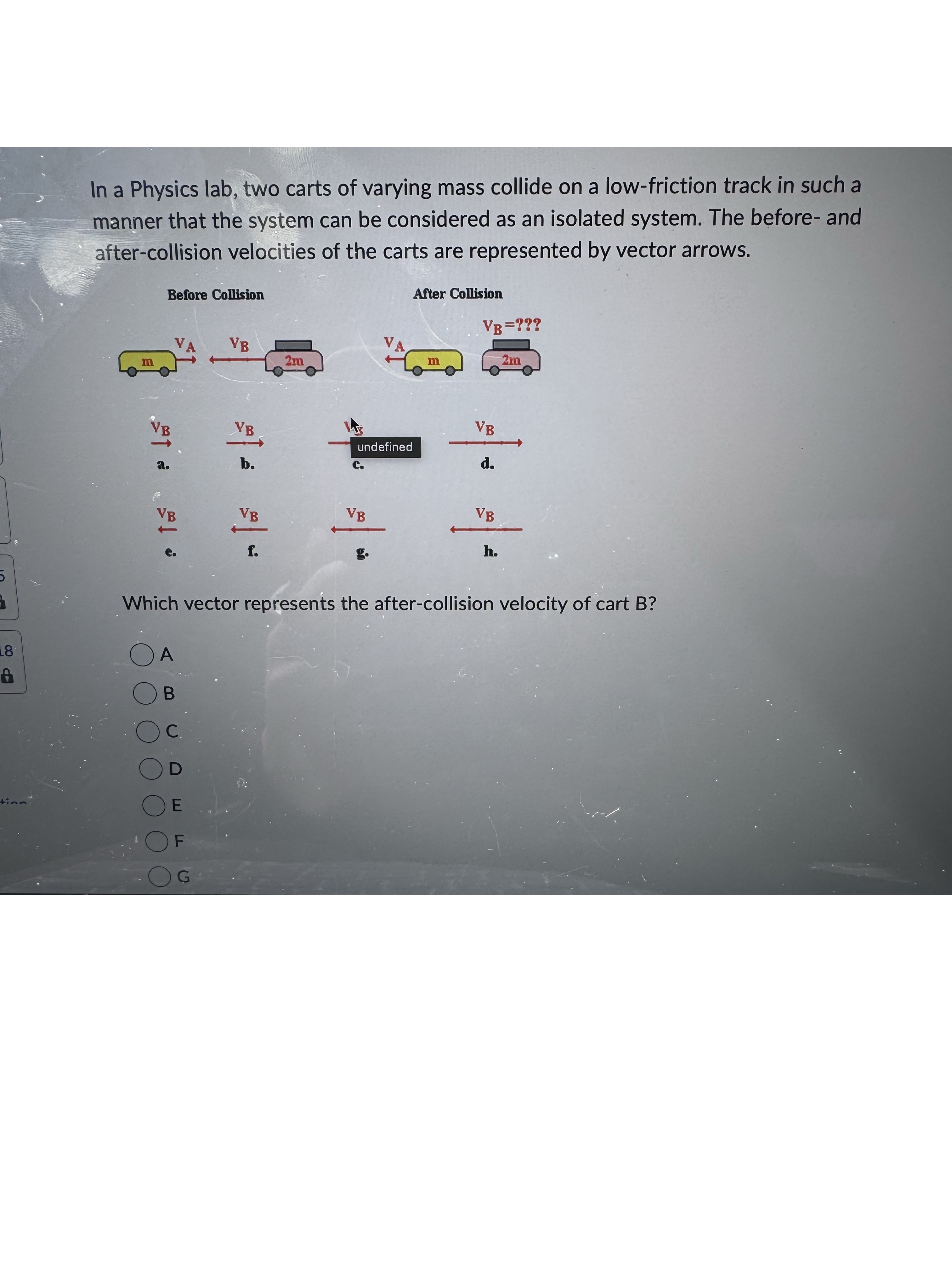 In a Physics lab, two carts of varying mass collide | Chegg.com