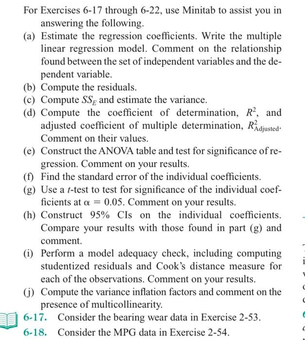Solved For Exercises 6-17 through 6-22, use Minitab to | Chegg.com