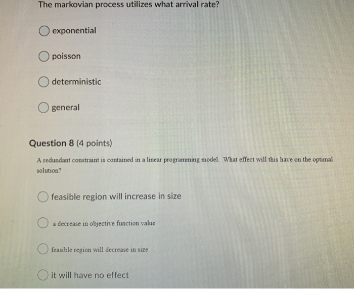 Solved The markovian process utilizes what arrival rate? | Chegg.com