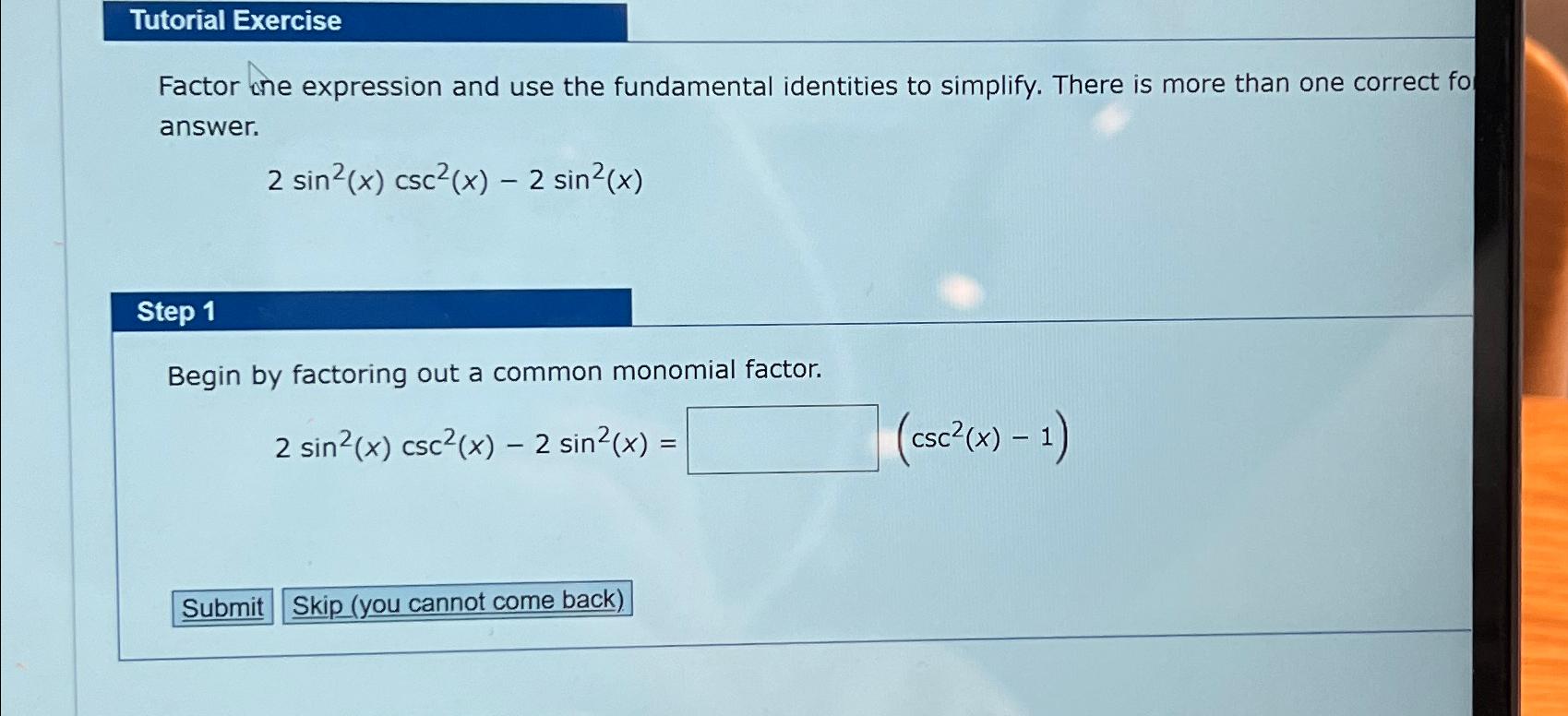 Solved Tutorial ExerciseFactor the expression and use the | Chegg.com