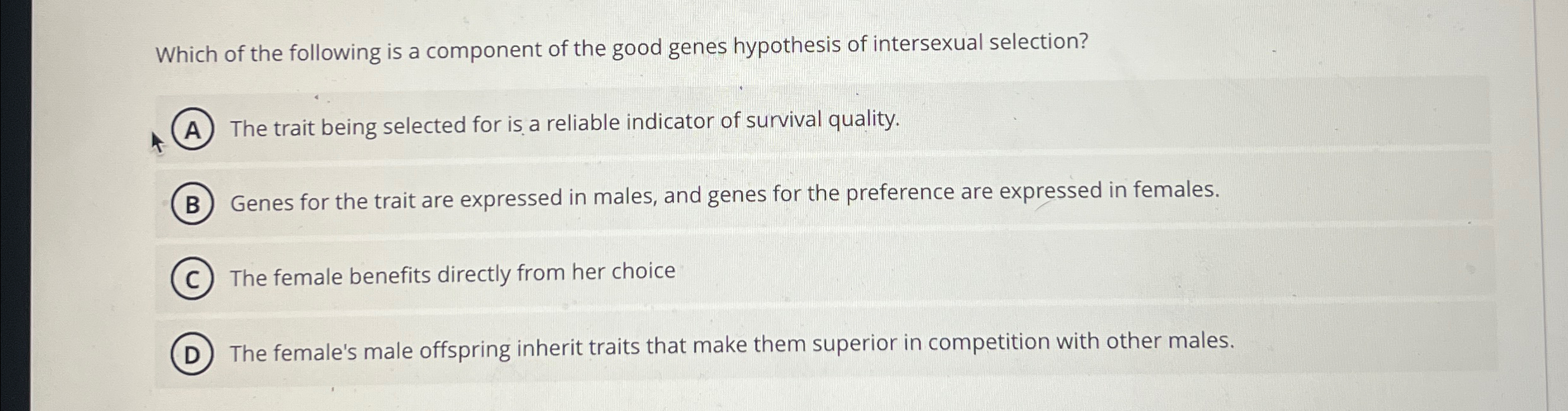 Solved Which of the following is a component of the good | Chegg.com