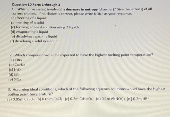 Solved Question 10 Parts 1 through 3 1. Which process(es) | Chegg.com