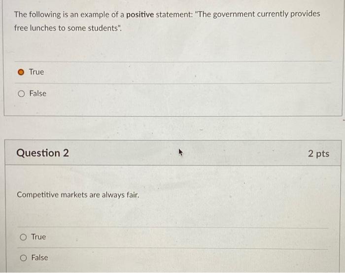 Solved The following is an example of a positive statement: | Chegg.com