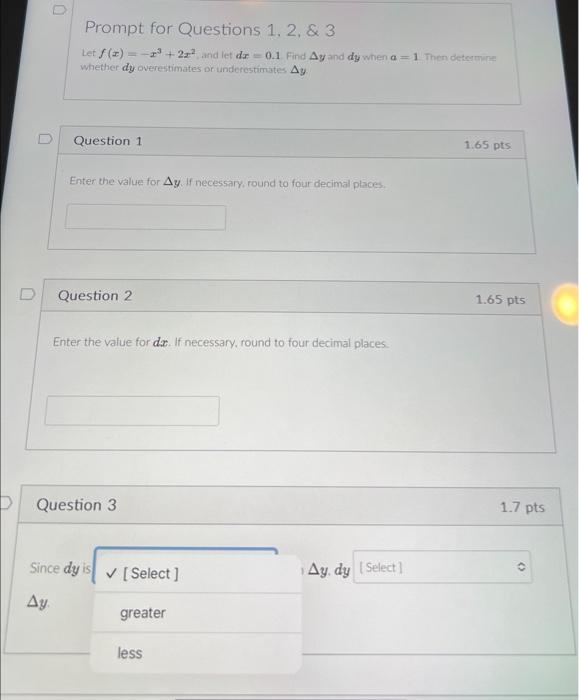 Solved Prompt for Questions 1, 2, \& 3 Let f(x)=−x3+2x2 and | Chegg.com