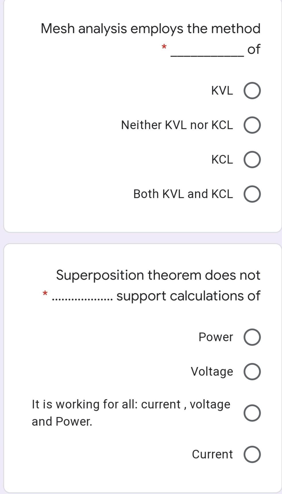 Solved Mesh analysis employs the method of KVL O Neither KVL | Chegg.com