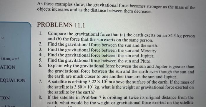 Solved As these examples show, the gravitational force | Chegg.com
