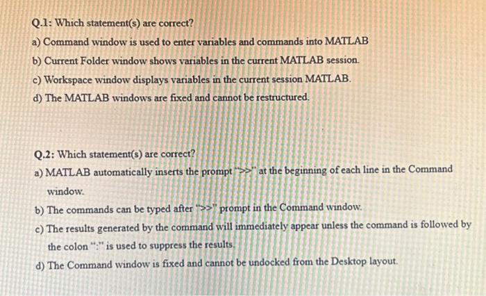 Solved Q.1: Which statement(s) are correct? a) Command | Chegg.com