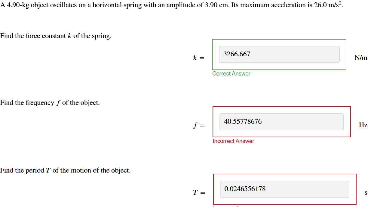 Solved A 4.90-kg object oscillates on a horizontal spring | Chegg.com