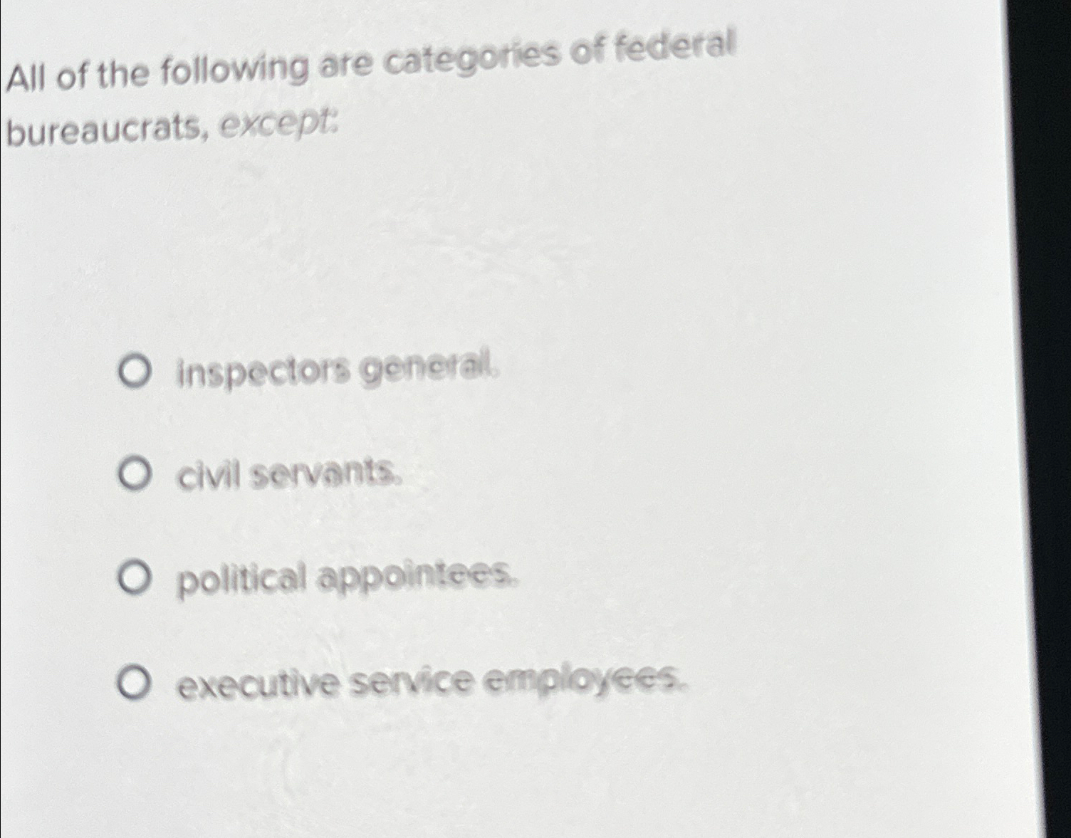 Solved All of the following are categories of federal | Chegg.com