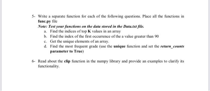 Solved 5. Write a separate function for each of the | Chegg.com