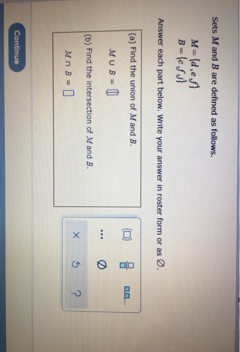 Solved Sets M and B are defined as follows. M={d,e.f} B = {c | Chegg.com