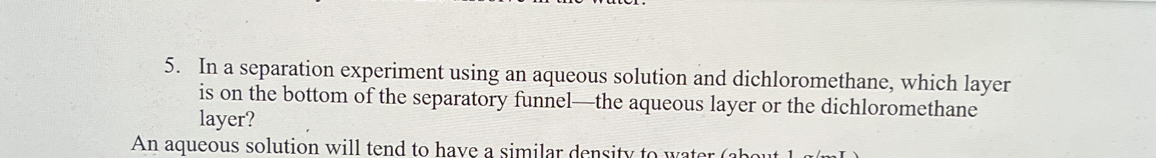 Solved In a separation experiment using an aqueous solution | Chegg.com