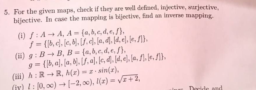 For the given maps, check if they are well defined, | Chegg.com