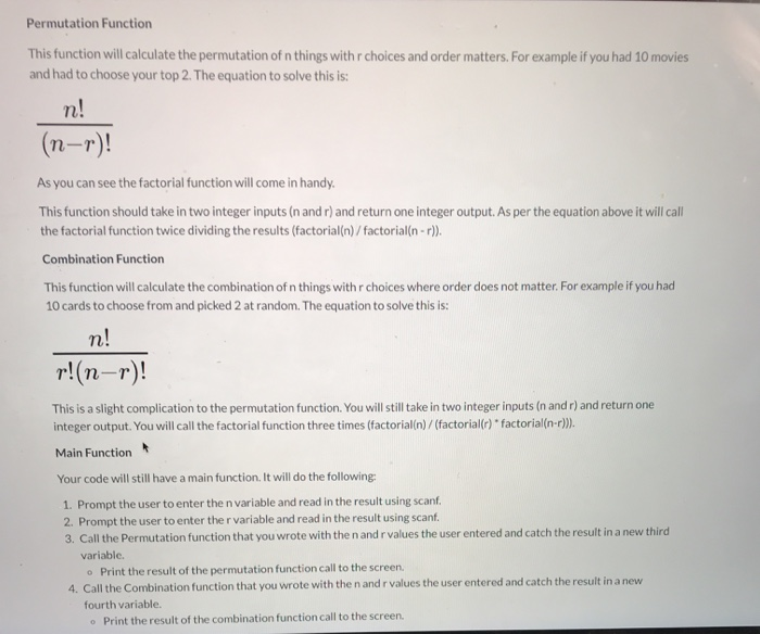 Solved Permutations and Combinations with Functions | Chegg.com