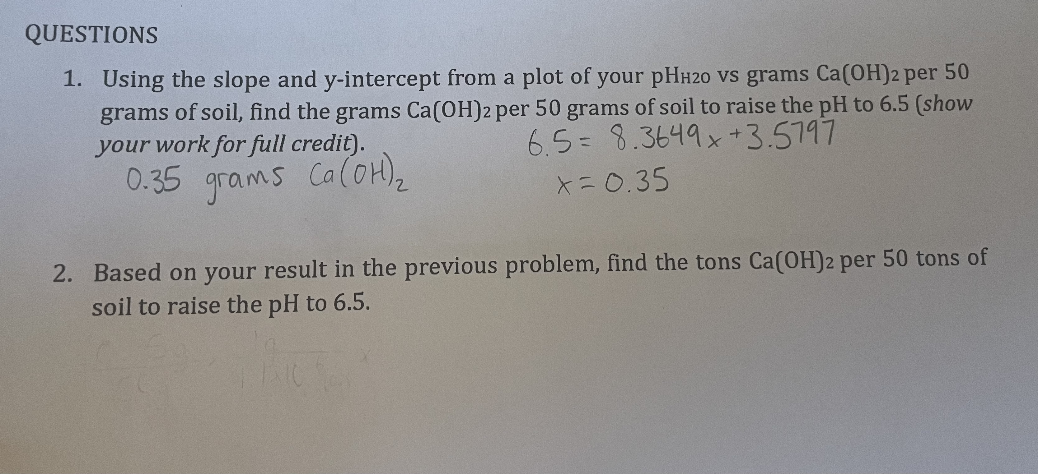 Solved QUESTIONSUsing the slope and y-intercept from a plot | Chegg.com