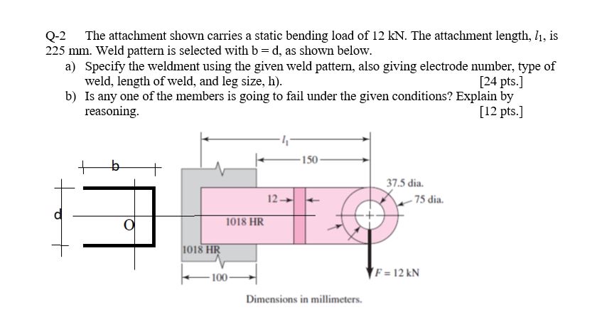 Solved Q-2 ﻿The attachment shown carries a static bending | Chegg.com