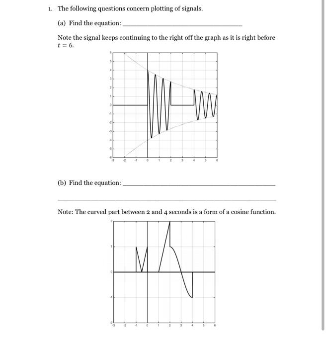 Solved 1. The following questions concern plotting of | Chegg.com